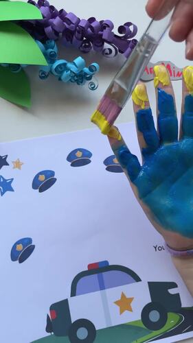 Police Dad Handprint Craft | Father’s Day Printable Gift for a Hero in Blue