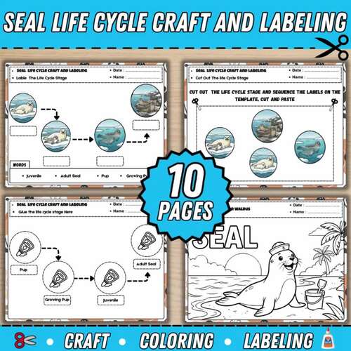 Seal Life Cycle Craft and Labeling | Winter Science Activity | Ocean Animal