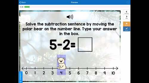 Number Line Subtraction Winter Math Activity Digital Task Cards with ...