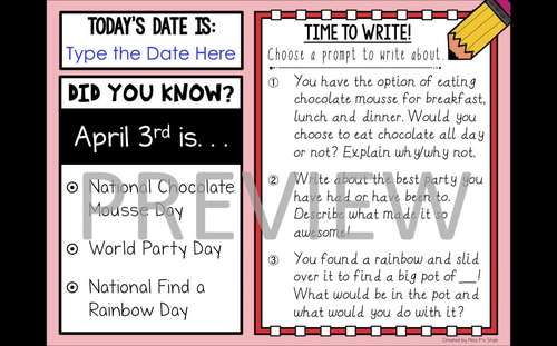 April Writing Prompts and Journal - Distance Learning by Miss P's Style