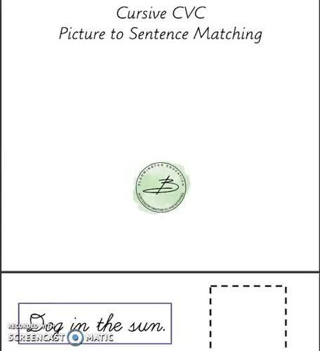 Cursive CVC Sentences to Picture Matching and Tracing by Joy of Montessori