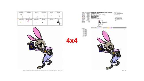 Zootopia Judy Hopps Police Bunny Officer Embroidery Designs with Badge ...