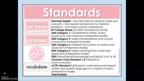 French Health Medical Visit Comprehensible Input Vocabulary Culture No Prep