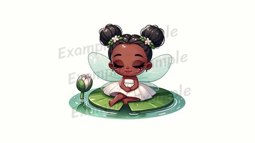 Watercolor Black Fairy Garden Clipart | Afro Fairy Garden PNG | African ...