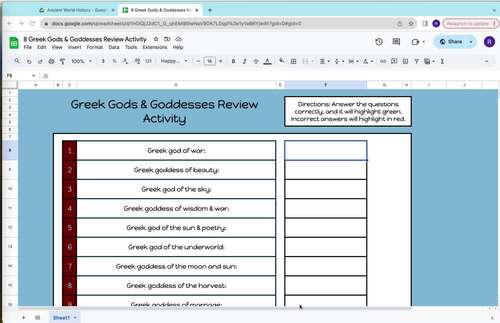 Greek Mythology-Gods & Goddesses Online Review Game by Coach S History Hub