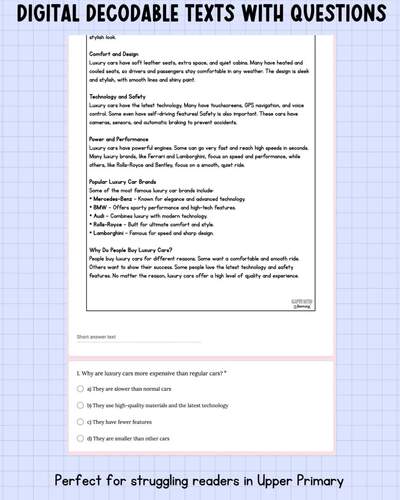 Digital Decodable Reading Passages with Questions for Upper Primary ...