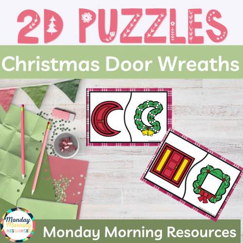 Christmas Maths 2D Shapes Match Door Wreath Theme Kindergarten Puzzle ...