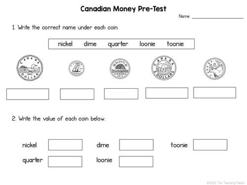 Canadian Money & Finances Unit - Worksheets, Posters, Test Grade 2 Math ...