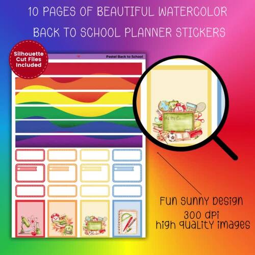Vibrant Back to School Planner Stickers for Teacher Planner Weekly Stickers