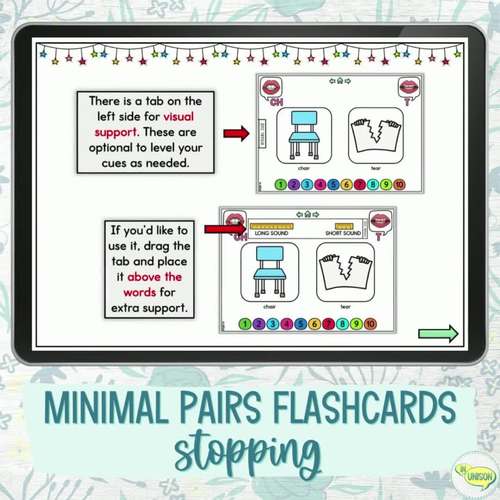 Stopping Minimal Pairs Flash Cards | Print and Digital | TPT