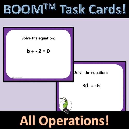 Solving One Step Equations Algebra 1 Boom Digital Task Cards | TPT