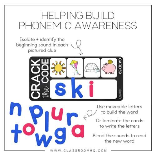 CCVC Word Crack The Code Cards | Science of Reading aligned by classroomHQ