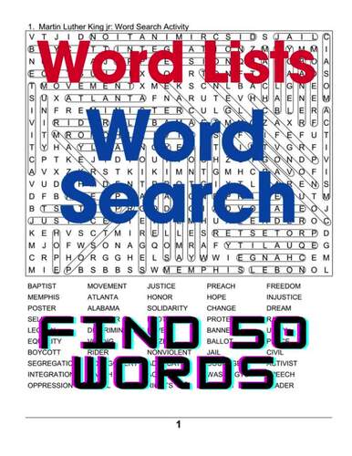 Martin Luther King Jr. Word Search Extravaganza: 50 Essential Words +Solution