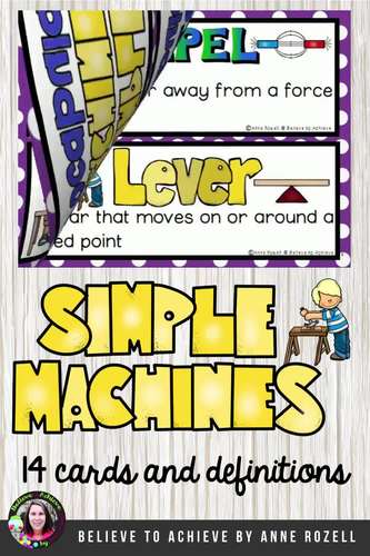 Simple Machines/Force and Motion Vocabulary Cards With Definitions