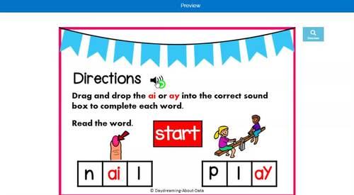 Boom Cards™ Distance Learning Vowel Teams AI AY by Daydreaming About Data