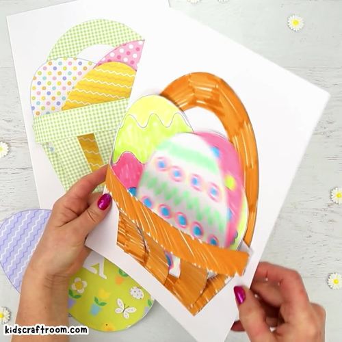 3D Easter Basket Craft - Cut and Stick Easter Egg Activity - Easter Craft