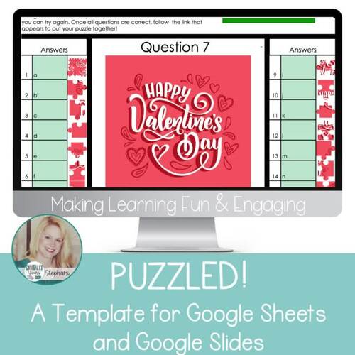 Valentine's Day Template Digital Resource Activity Self-Checking