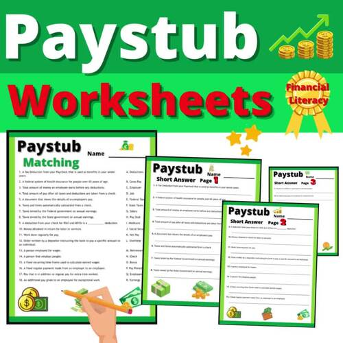 Paystub Worksheets Payroll Matching Short Answer Activities | TPT