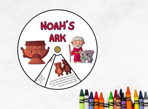 Noah's Ark Bible Story Spinning Wheel Craft - Sunday School & Homeschool