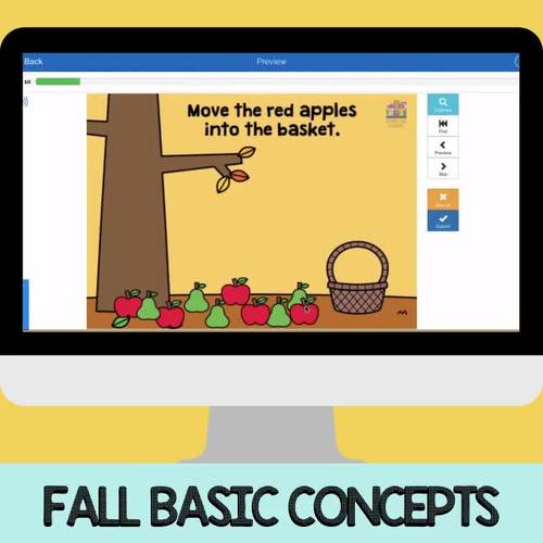 Fall Basic Concepts Colors and Quantities Boom Cards for Speech Teletherapy