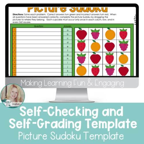 Editable Self-Checking Template Digital Picture Sudoku Commercial Use ...