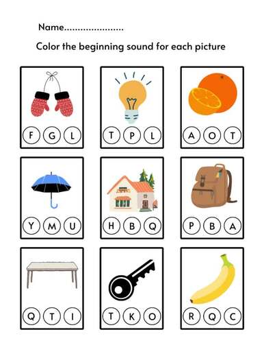 Beginning Sounds Worksheets by DS Finder Teachers | TPT
