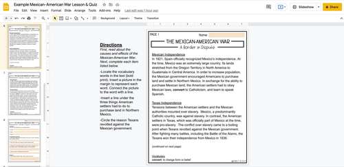 Mexican American War Activities | Cause & Effect | PDF Worksheets & Digital