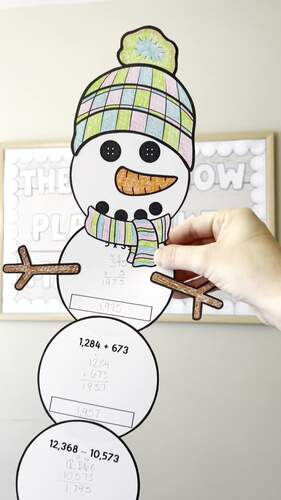 Winter Bulletin Board │ Snowman Craft + Math Activity Using The Four ...