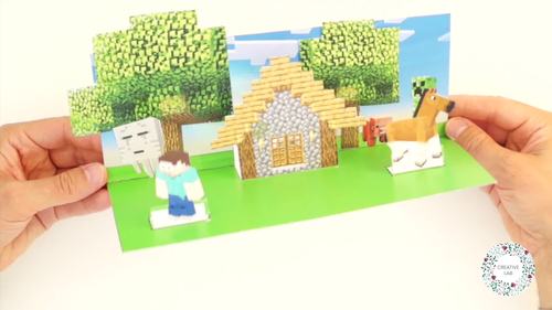 Minecraft Art Pop Up House Craftivity - 100% Editable by Creative Lab