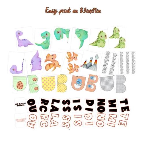 Dinosaur Bulletin Board Kit, Dinomite Jurassic Prehistoric Theme, Editable