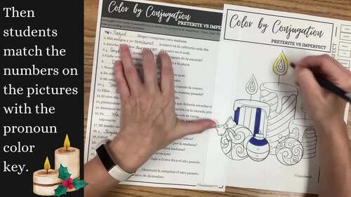 Preterite vs Imperfect Christmas Color By Conjugation by SinginSeñorita