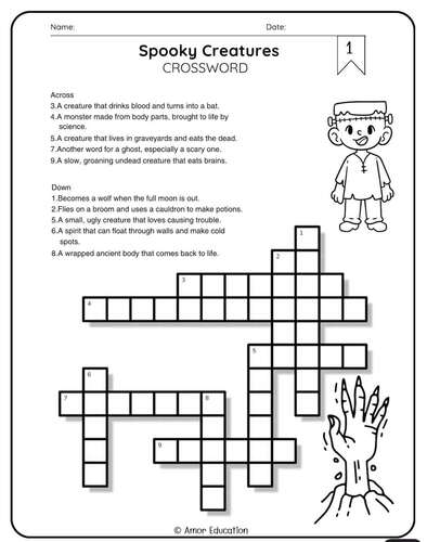 Halloween Crossword Puzzles – Spooky Vocabulary Challenge for Grades 6–8