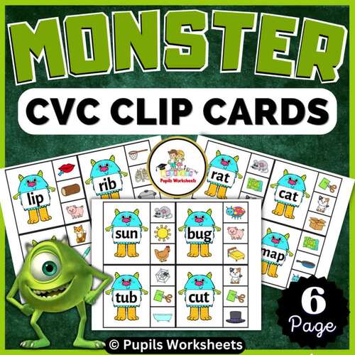 Silly Monster Card Game Short Word Families CVC I Silly Monster CVC ...
