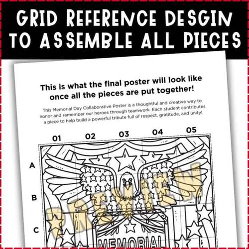 Memorial Day Colborative Pop Art Coloring Poster Bulletin Board | TPT