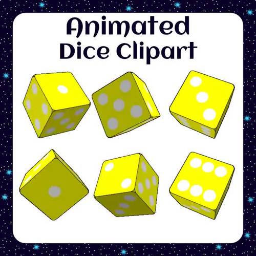 Digital Dice GIFs - Animated Clipart – Yellow with White Dots | TPT