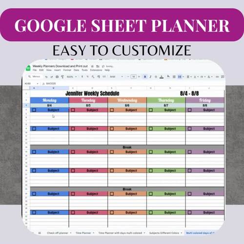Editable Weekly Student Planners – 5 Layout Templates | Google Sheets ...