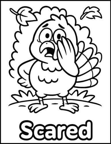 Scared Turkey Coloring Pages | PreK Thanksgiving Printable | Fine Motor ...