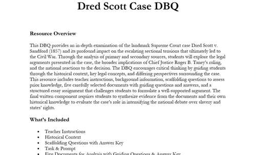 Dred Scott Case DBQ by PBL History & Civics | TPT