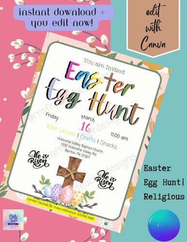 EDITABLE | Religious Easter Egg Hunt Poster | Spring | Social Media