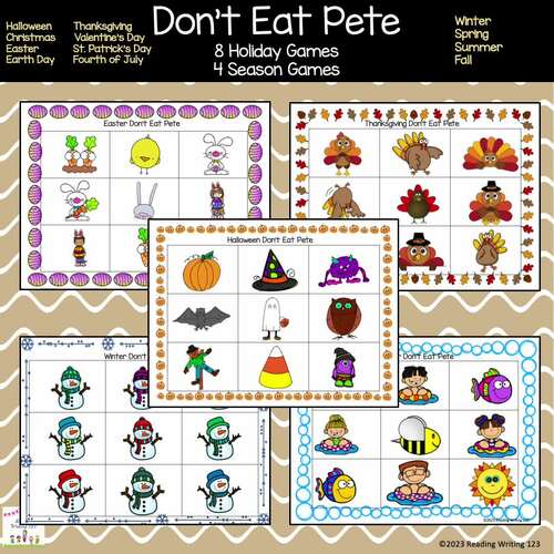 Don't Eat Pete - 8 Holiday and 4 Seasonal No Prep Party Games | TPT