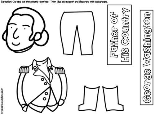 President's Day Craft- Paper Bag Puppet & Writing Templates Washington ...