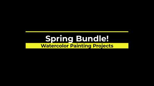 Spring BUNDLE: 4 Directed Drawing & Watercolor Painting Video Art Projects