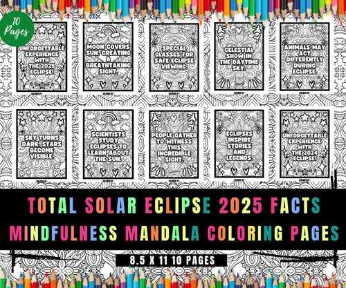 Total Solar Eclipse 2025 Facts, 4th Grade Relaxing Coloring Pages, No Prep