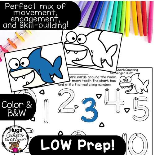 Counting Numbers 0–10 Scavenger Hunt | Shark Teeth Number Sense Game
