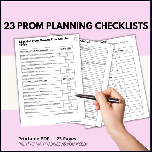 Prom Planning Checklists, 23 High School Event Forms & Prom Sponsor ...