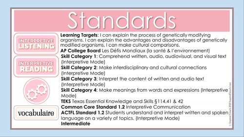 French Military Comprehensible Input Performance Task Reading No Prep