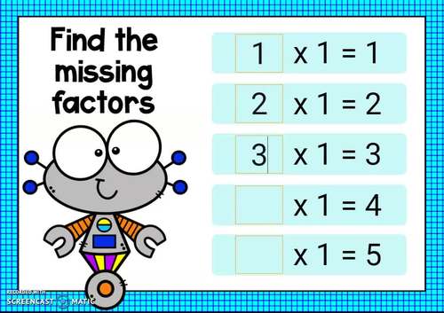 Multiplication Table of 1 Boom Cards™ Distance Learning by Creating 4 ESL