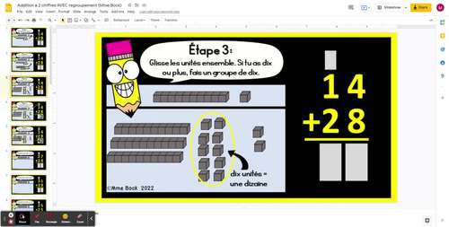 L'addition AVEC regroupement (à deux chiffres): Google Slides™ by Mme Bock