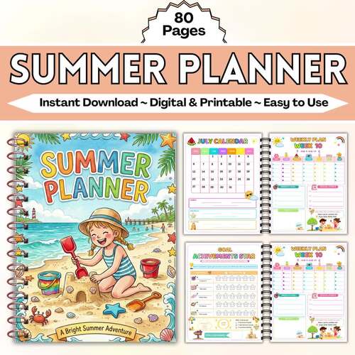 2026 Kids Summer Planner | Printable Daily Schedule Activities & Summer ...