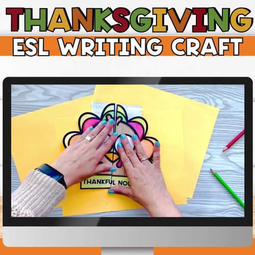 Thanksgiving Turkey Craft-ESL Writing Craft Foldable, Grammar Nouns Sorting